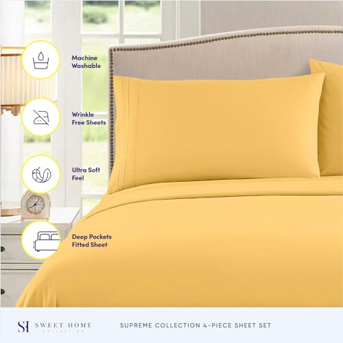 1800 Thread Count Sheet Set – Soft Egyptian Quality Brushed Full Yellow ...