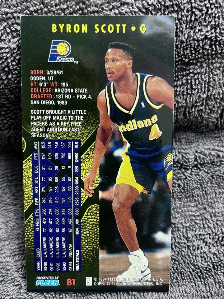 1994-95 Fleer NBA Jam Session -#81 Byron Scott Indiana Pacers Lakers ...
