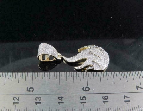 2Ct Round Diamond Fire Flame Men's Pendant Charm 14k Yellow Gold Over ...