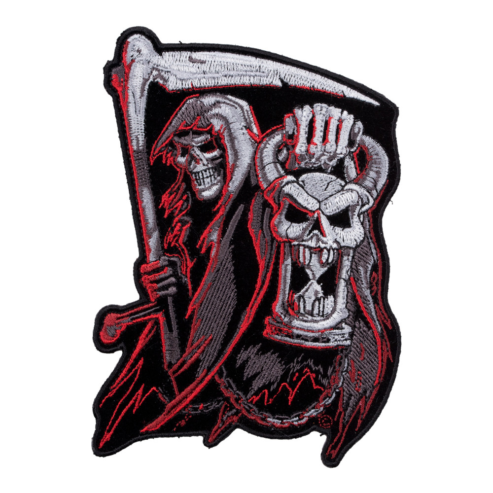 Countdown To Death Grim Reaper Hourglass Patch, Reaper Skull Patches | eBay