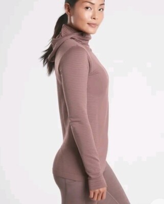 Athleta Flurry Balaclava Smoked Almond Brown Hooded Pullover Large Pristine Con | eBay