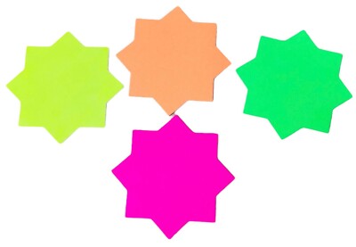 60 x Neon Fluorescent Stars Flash Price Display Tags Flourescent Labels ...