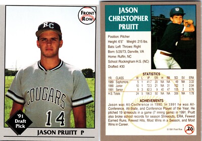 JASON PRUITT 1991 Front Row Baseball #26 | eBay