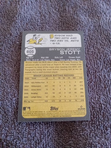 2022 Topps Heritage Bryson Stott Philadelphia Phillies Rookie Baseball ...