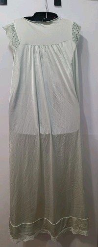 STUNNING VTG SHADOWLINE Nylon & Lace Full-length Nightgown Lingerie SZ ...