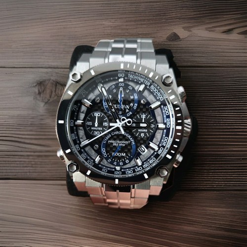 Bulova Men's Precisionist Icon Chronograph Calendar Silver Watch 47MM ...