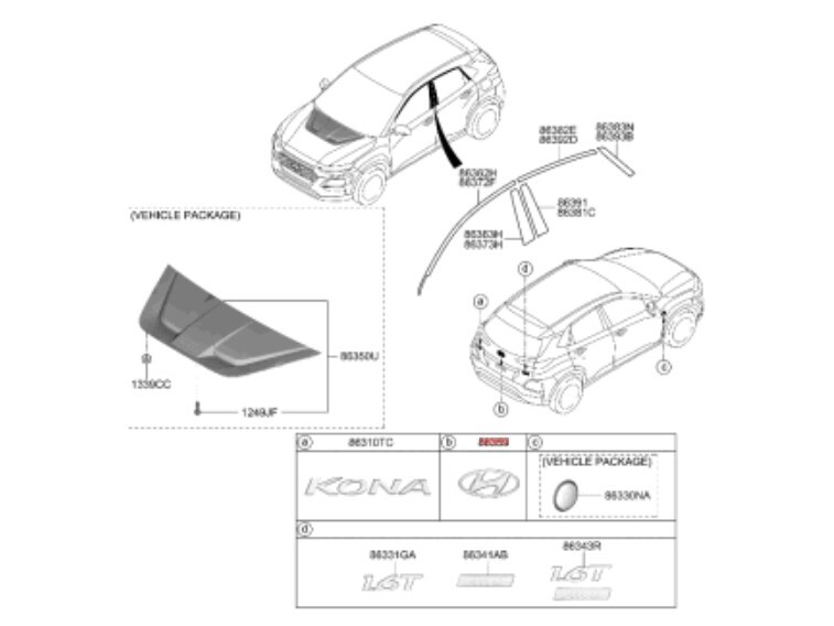 OEM 86300-J9000 'H' EMBLEM-SYMBOL MARK Rear for Hyundai Kona 2018~2020 ...