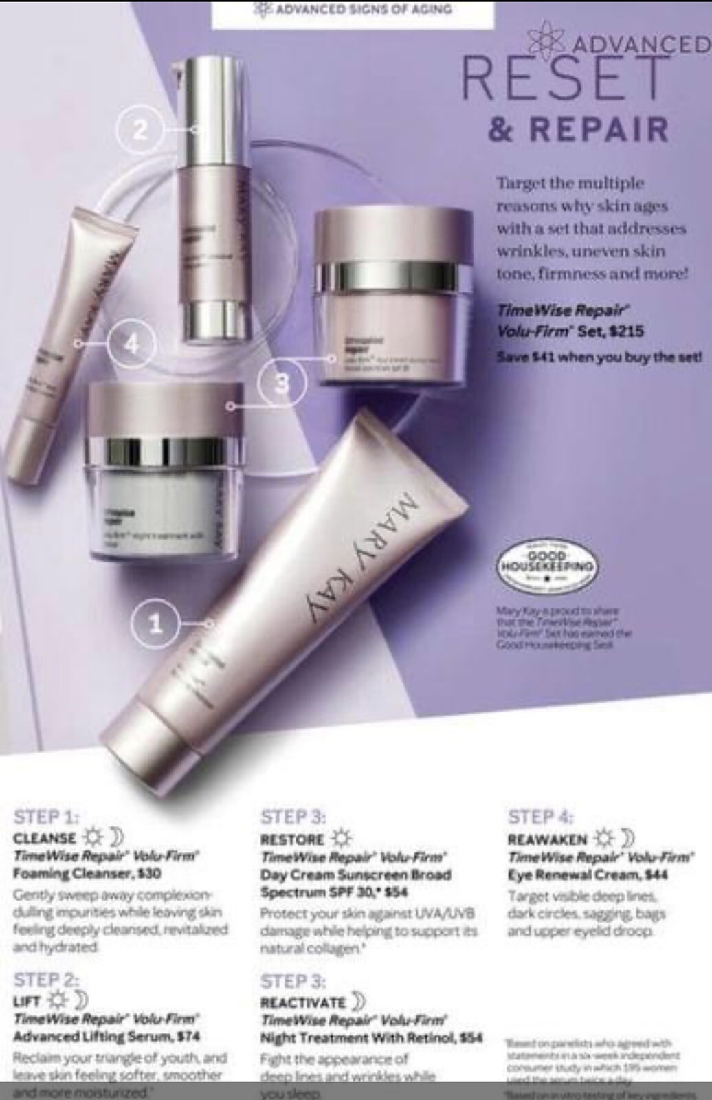 MARY KAY TIMEWISE REPAIR VOLU-FIRM ANTI-AGING SET ADVANCED SKIN CARE ...