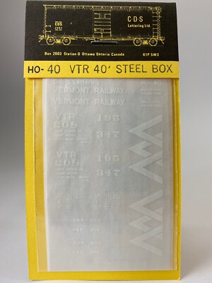 CDS Lettering #40 VERMONT RAILWAY Boxcar Dry Transfers HO Scale Set New ...