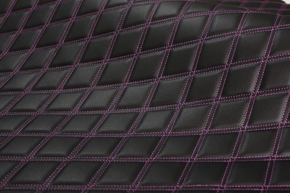Purple Vinyl Grain Quilted Faux Leather Upholstery Fabric | Diamond 55 ...