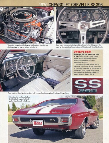 1970 CHEVROLET CHEVELLE SS 396 HARDTOP RESTORATION 6 pg Color Article ...
