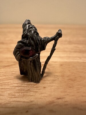 Pewter Wizard Figurine with Gem Stone | eBay
