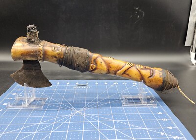 Antique African Tribal Ceremonial Shaman Carved Axe Hatchet FREE USA ...