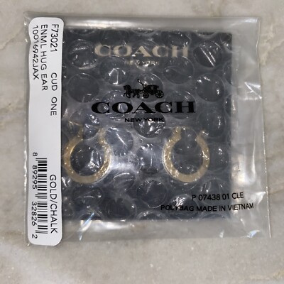 *AUTHENTIC COACH* - Enamel Huggie Earrings - Gold/Chalk - F70321 ...
