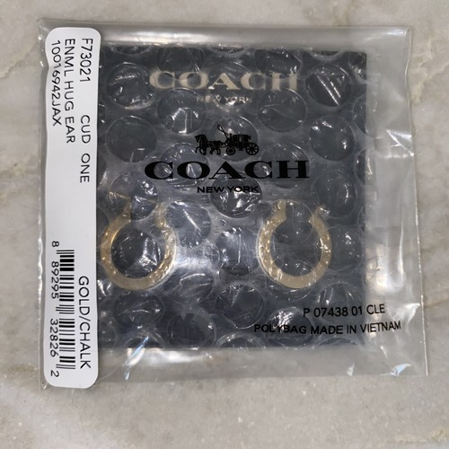 *AUTHENTIC COACH* - Enamel Huggie Earrings - Gold/Chalk - F70321 ...
