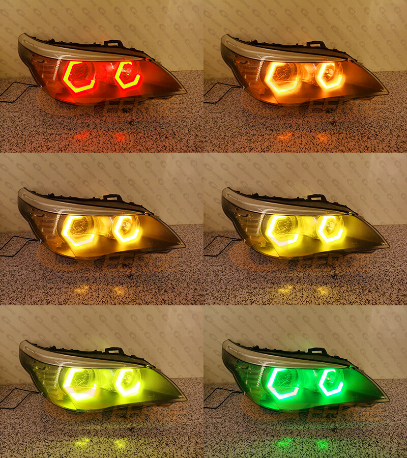 For BMW E60 E61 LCI BT APP Dynamic Multi Color RGB LED Angel Eyes Hex ...