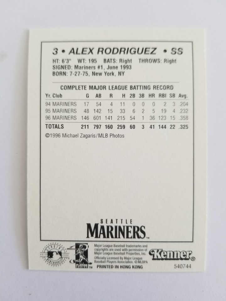 Alex Rodriguez 1997 Kenner Starting Lineup (Batting) | eBay