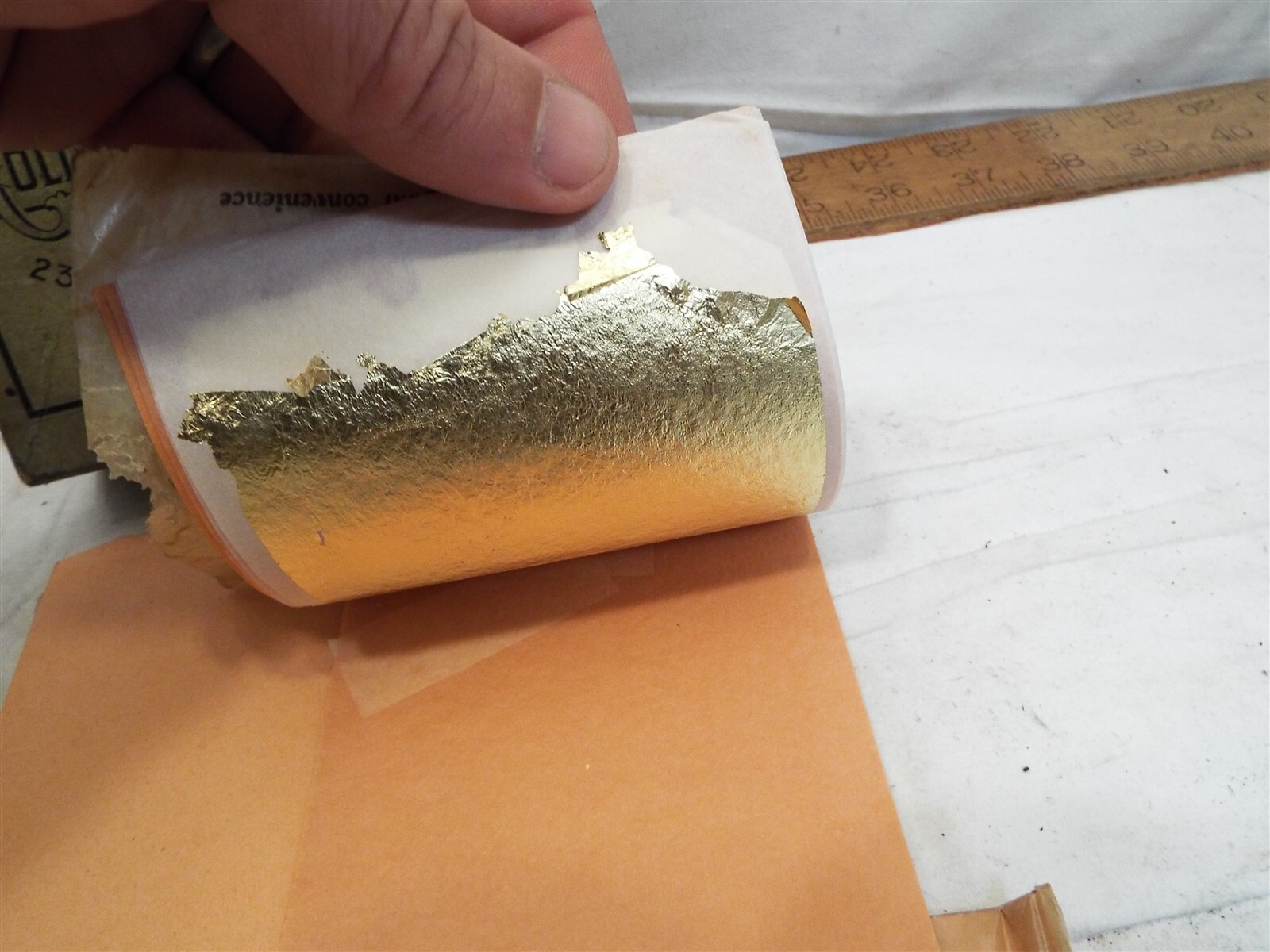 Antique Hastings XX 23K Gold Leaf Box with some Sheets & Silver ...