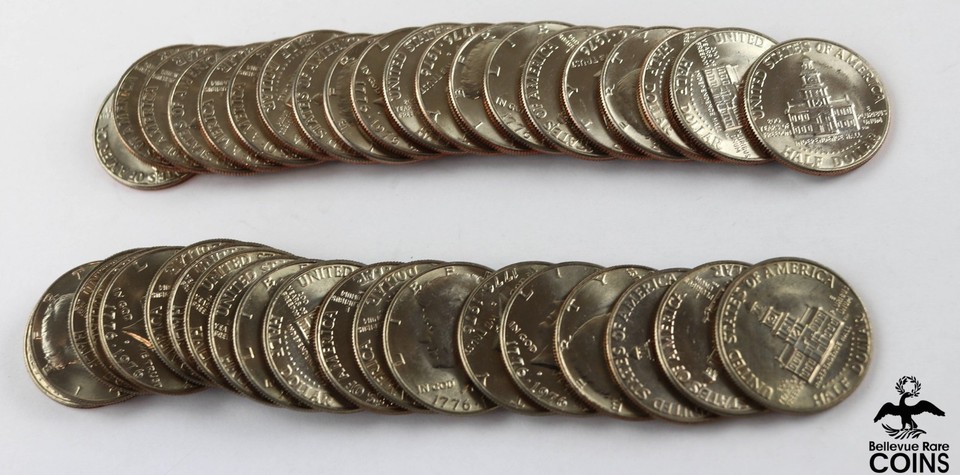 Lot of 2: 1976-D USA 50c BU Coin Rolls Bicentennial KENNEDY HALF ...