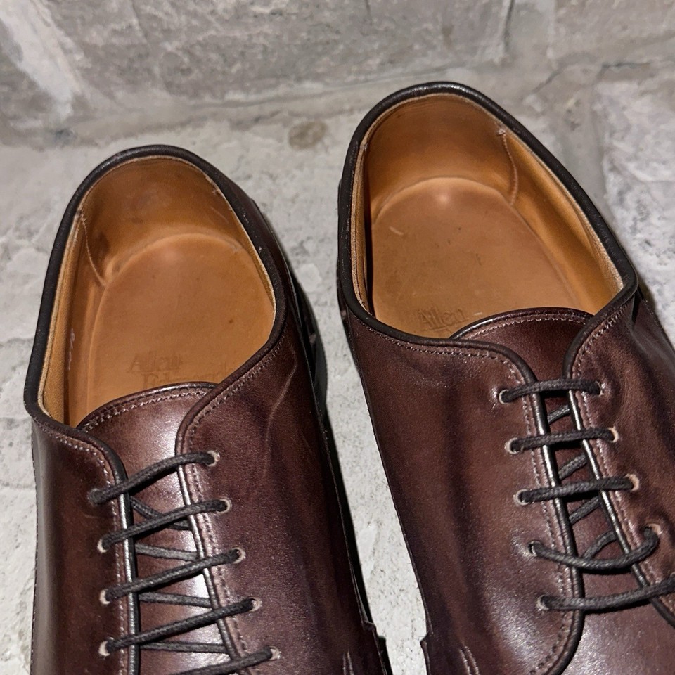 Allen Edmonds Brown Leather Cap-Toe Oxford Rubber Sole Derby Shoes 8 D ...