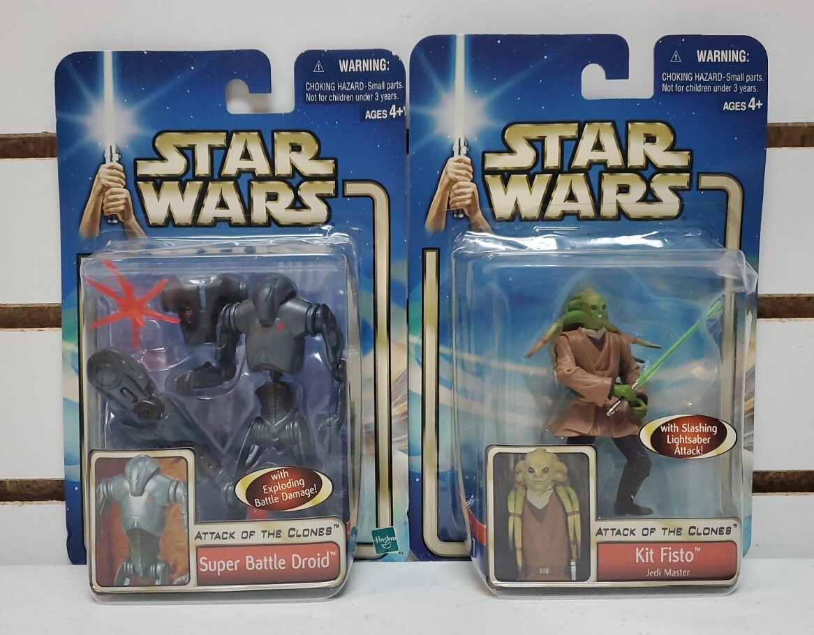 Star Wars (AOTC) Super Battle Droid & Kit Fisto 4" Action Figures - Lot ...