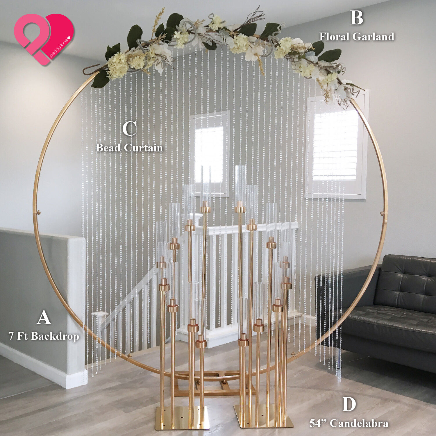 Round Circle Wedding Arch Backdrop Gold Silver Wreath Ring Centerpiece ...
