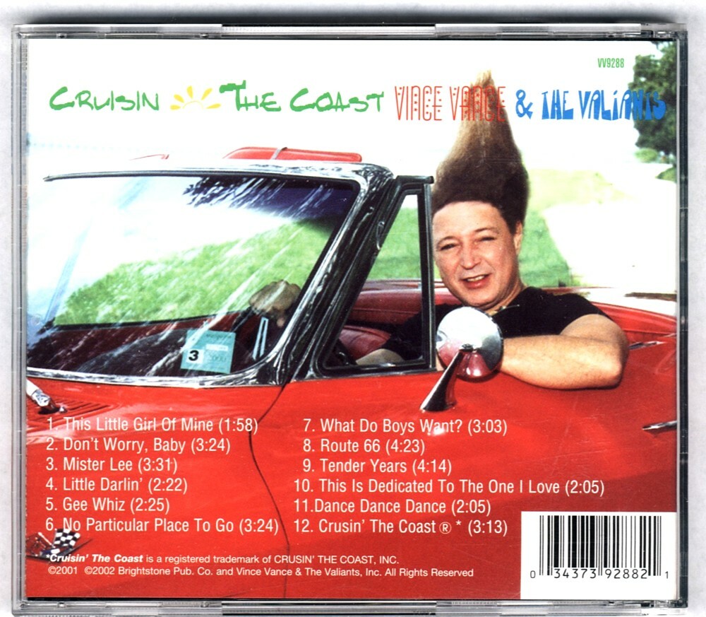 VINCE VANCE & THE VALIANTS - CRUISIN' THE COAST - CD 2001 VV9288- NEAR ...