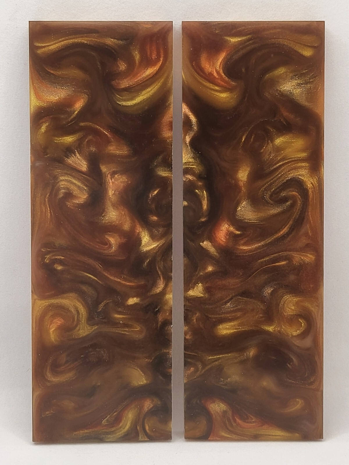 2 PCS COMPOSITE KNIFE HANDLE MATERIAL BLANK SCALES: HARVEST SUNSET ...