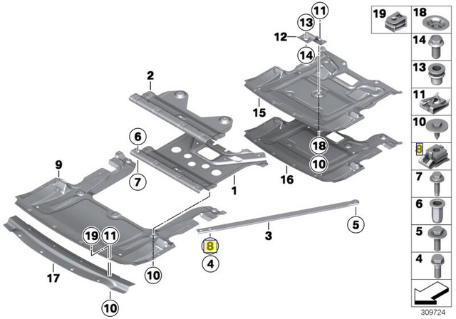 BMW Body Chassis Clip Nut Bracket Fixing M10 X 1.5 Mm 31106779393 for ...