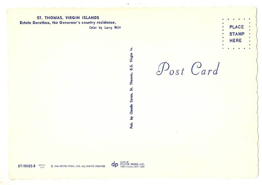 Postcard St.Thomas Virgin Islands Estate Dorthea Govenor's Color by ...