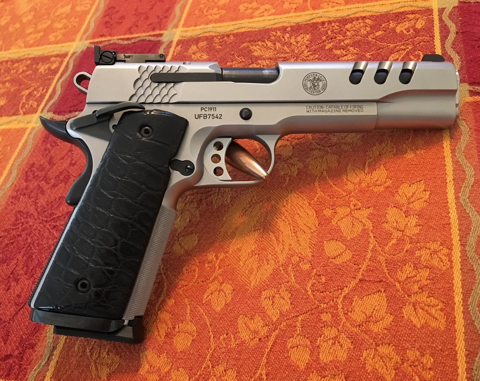 1911 GRIPS-GENUINE ALLIGATOR/CROC. FULL SIZE, COMPACT, BOBTAIL, Insured ...