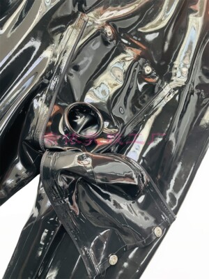 792 Latex gummi catsuit with toes Roll crotch hole codpiece hidden hole ...