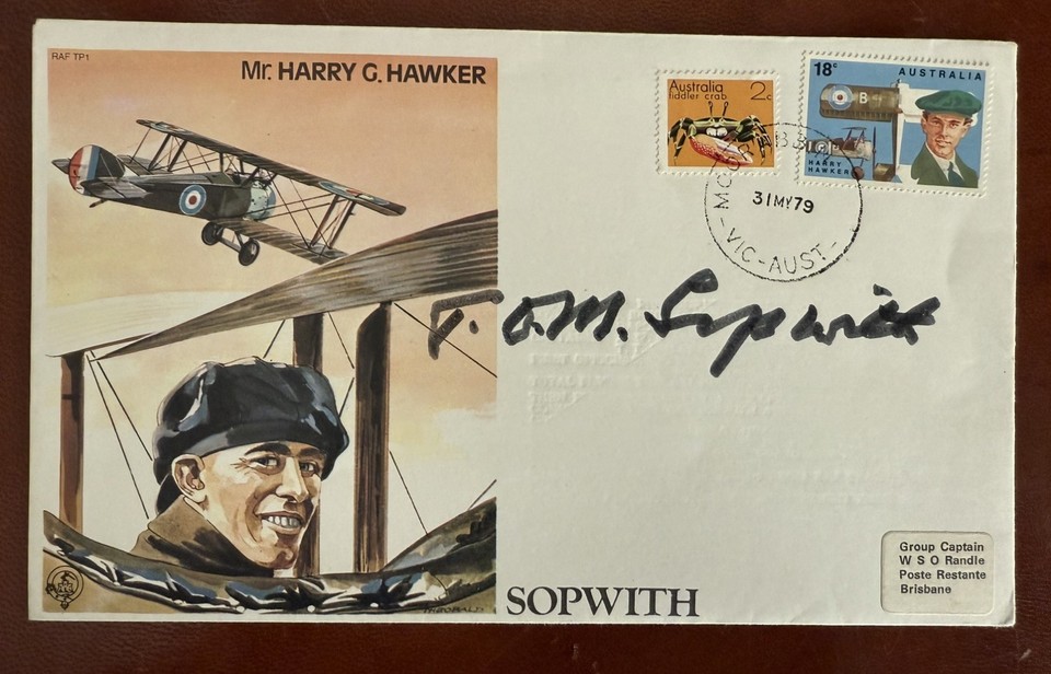 RAF WW1 Sopwith WW2 Hurricane Signed Tommy Sopwith First Day Cover July ...