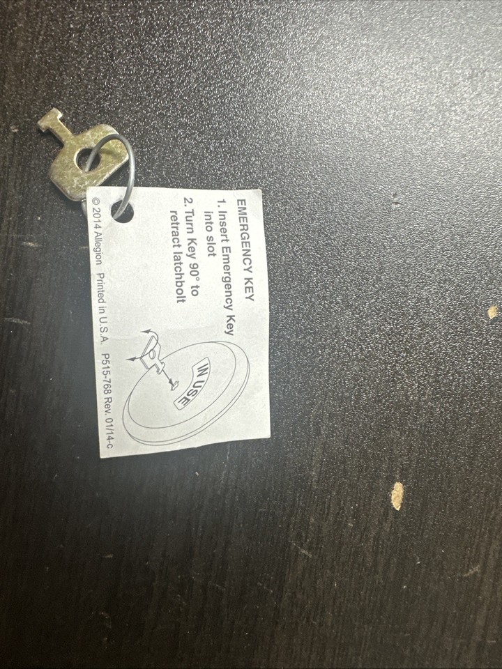 Schlage Allegion Emergency Key Latchbolt P515-768 Commercial Door Lock ...