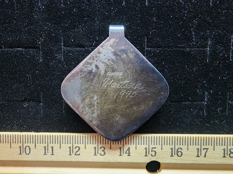 Native American Sterling Silver/Enamel Quilt Pattern Necklace Pendant ...