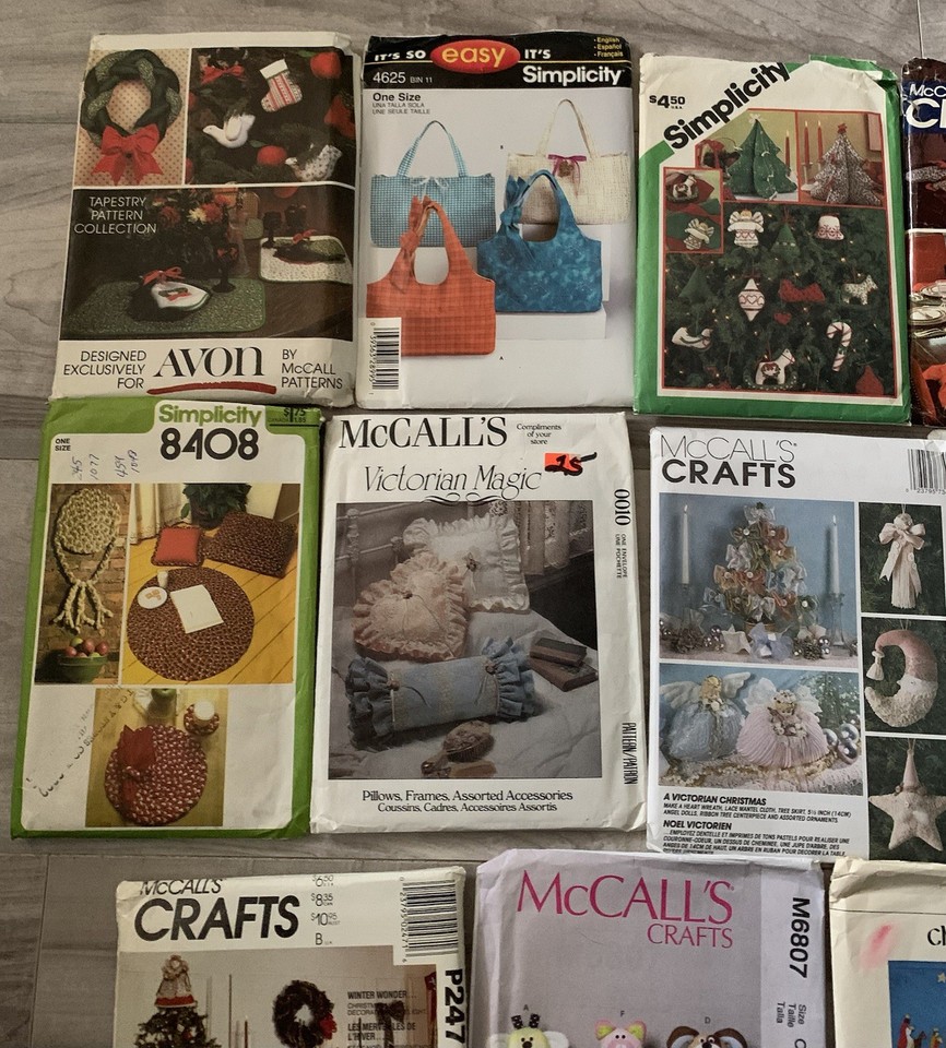 VINTAGE SEWING PATTERN lot of 11 Mixed Craft Patterns Some Uncut And ...