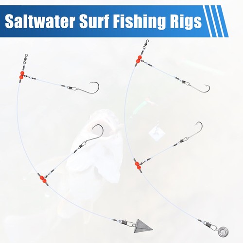 SILANON Surf Saltwater Fishing Tackle Kit,36PCS Blue Nylon Leader Rig ...
