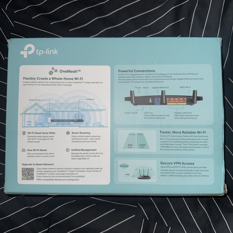 TP-Link Archer A7 AC1750 Wireless Dual-Band Gigabit Router - Black ...
