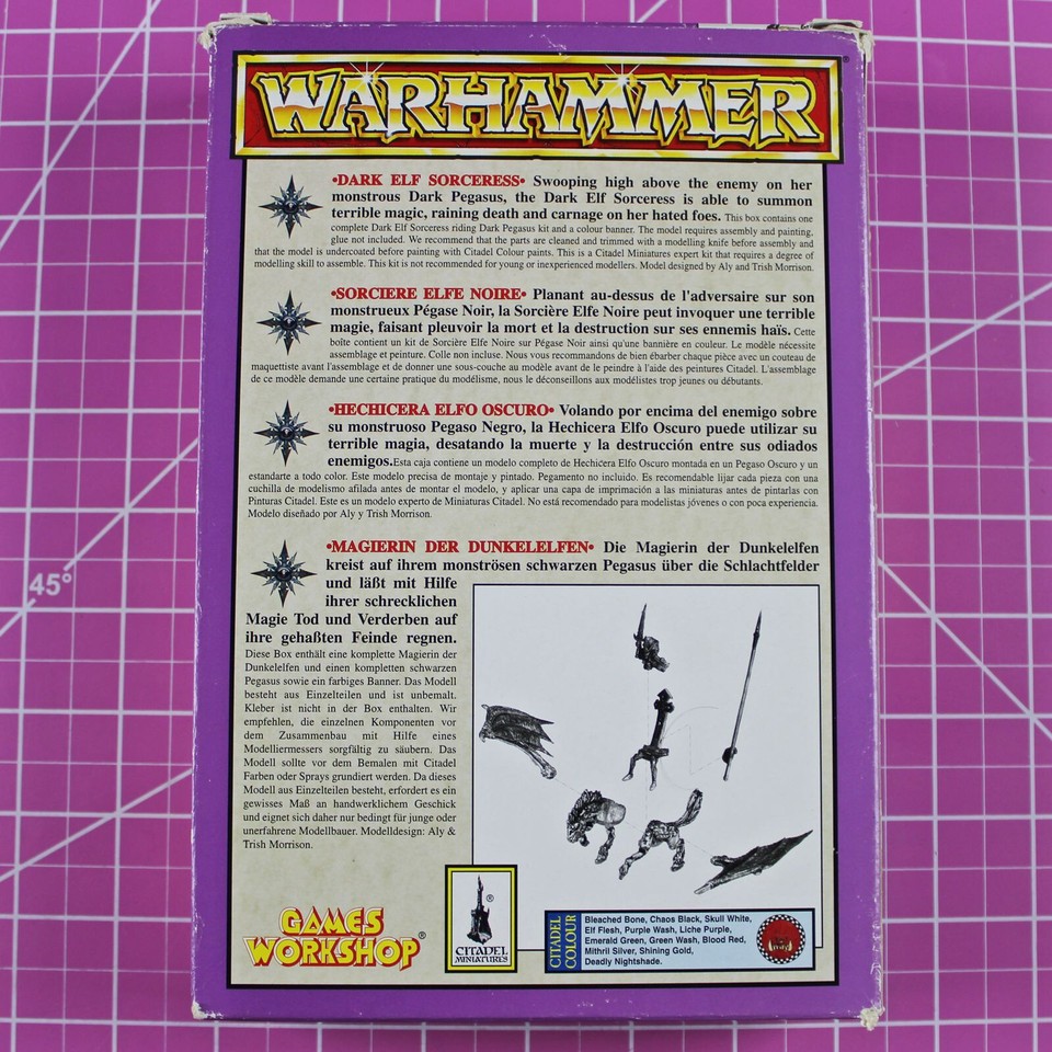 Warhammer Dark Elf Sorceress Riding Dark Pegasus, Metal - Rare OOP ...