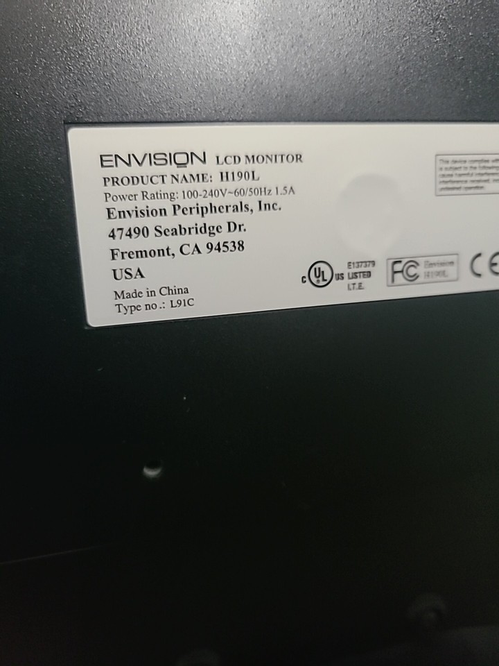 Envision H190L LCD Monitor W/ VGA Cable and Power Cable | eBay