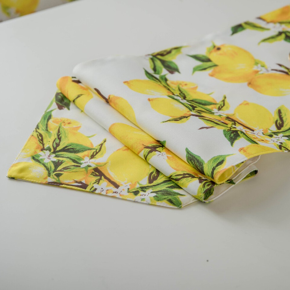 Table Runner Placemats Lemon Print Table Cloth Cover kitchen Dining ...
