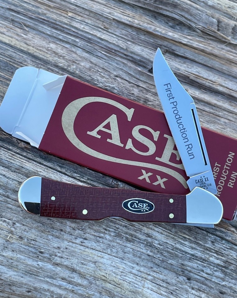 CASE XX *b FPR 2025 SMOOTH DARK RED BURLAP MICARTA COPPERLOCK KNIFE ...