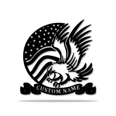 Personalized American Eagle Metal Signs, Us Flag Eagle Sign Room Wall ...