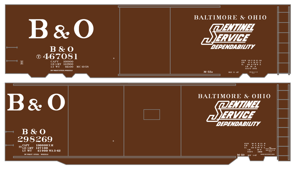 K4 O Scale Decals Baltimore and Ohio 40 Ft Boxcar White Sentinel ...