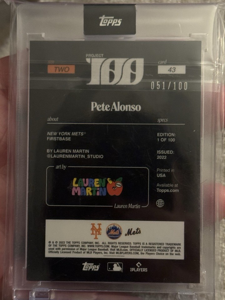 Topps Project 100 Pete Alonso Lava Foil #/100 Artist Lauren Martin SSP ...