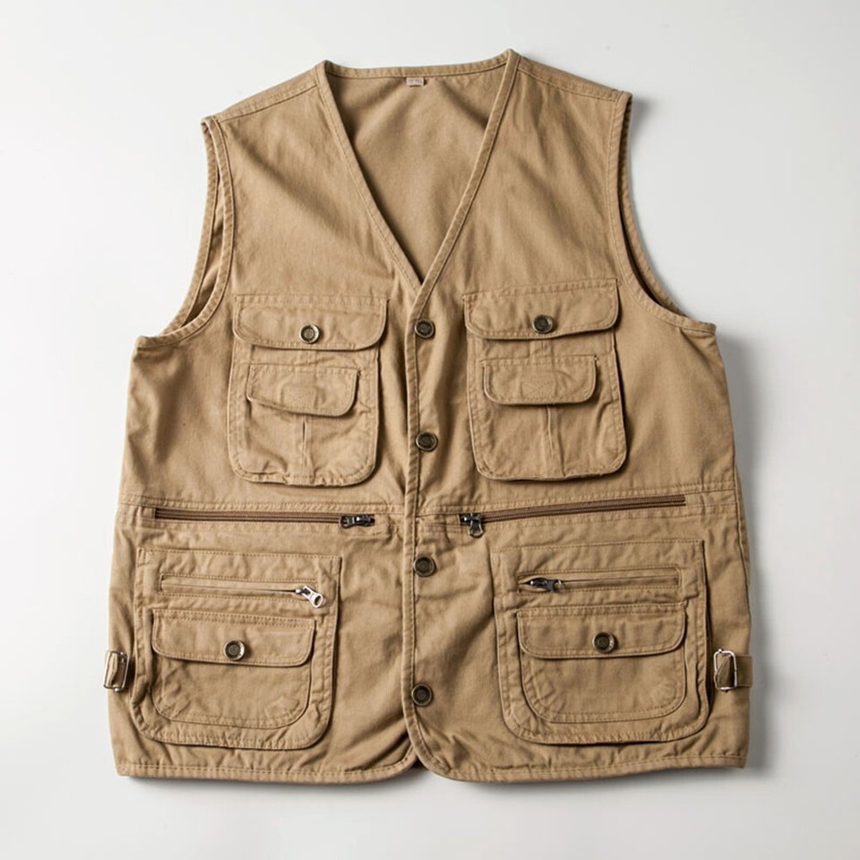 Men Utility Vest Jacket Waistcoat Hunting Fishing Gilet Top Multi ...
