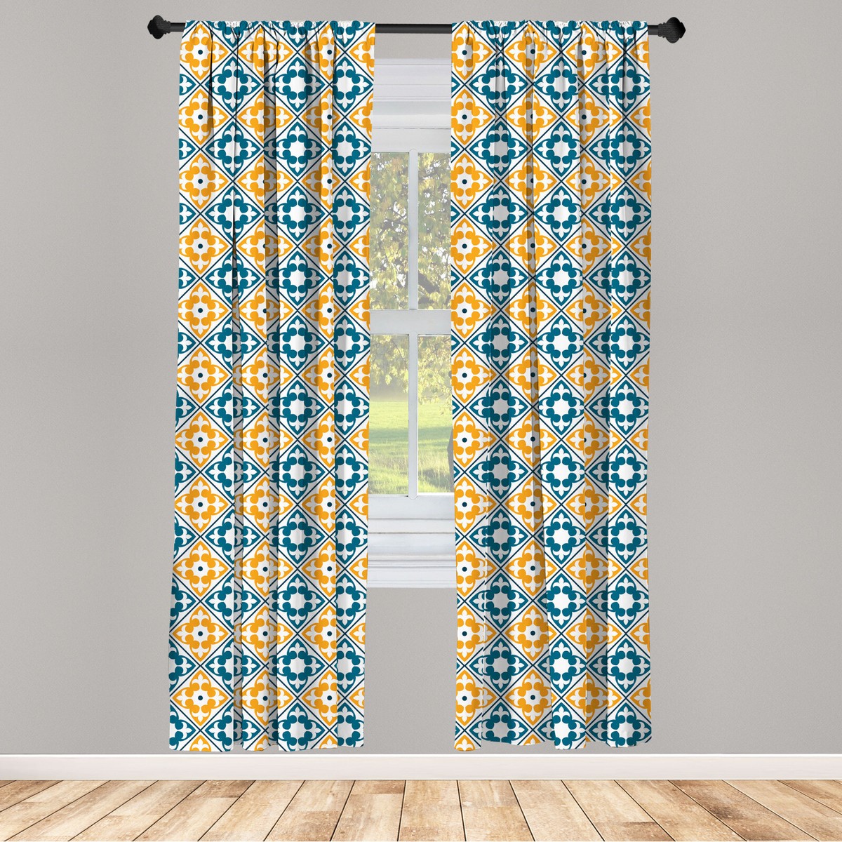 Moroccan Print Curtains Dakota Fields Damask Moroccan Pattern Design