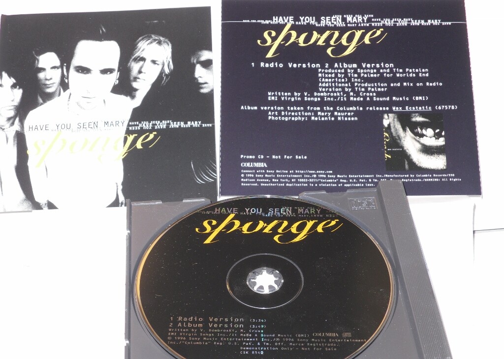 Sponge - Have You Seen Mary Promotional ONLY CD Single - ** Free ...