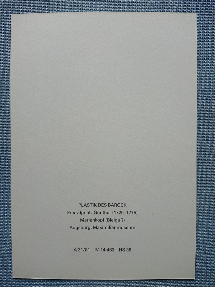 Old Postcard Ak Plastic Des Baroque Marienkopf Franz Günther | eBay