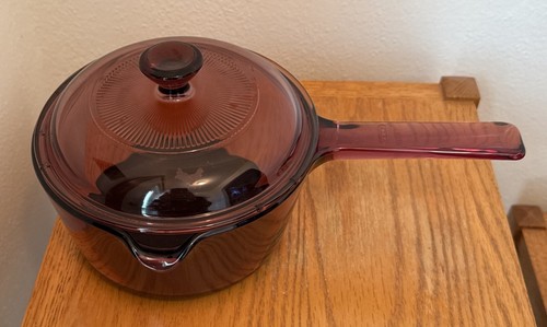 Vintage Pyrex Corning Vision Ware Cranberry Glass Cooking Pot Spout ...